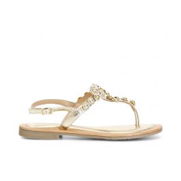 chanclas joya de piel metalizada light gold - CafèNoir